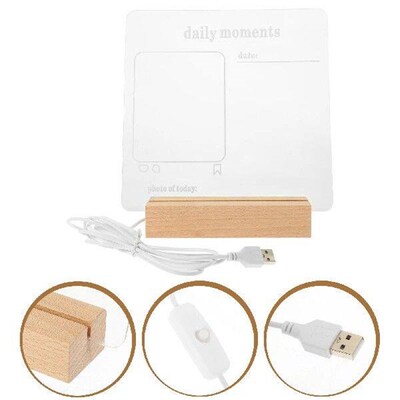 Lighted Dry LED Writing Cute White Whiteboard Stand Memo