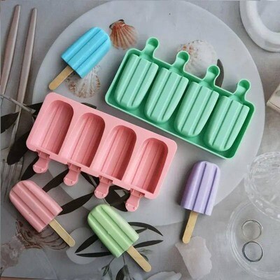 Silicone 4 Cavity Oval Double Grooved Ice Cream Mould Creati