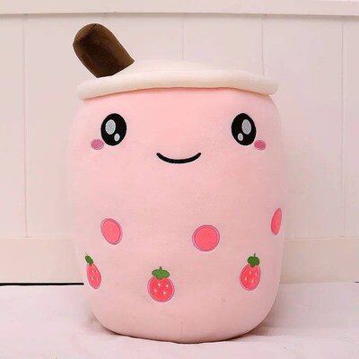Kawaii Fruit Drink Plush Stuffed Soft Pink Strawberry Milk T