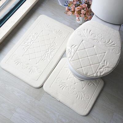 3Pcs Bathroom Mat Set Kitchen Bath Carpet Toliet Rug Tapete