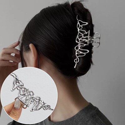 Korean Metal Geometric Hair Claw Barrettes Elegant Hair Clip