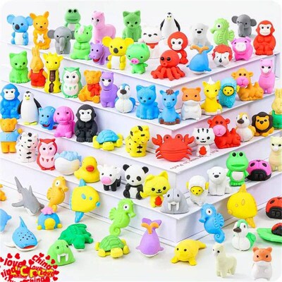 10/5Pcs Cute Animal Eraser Detachable Eraser Individual Pack