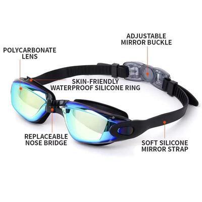 Blue Laser Swimming Goggles, HD UV Protection Anti-Fog Swim