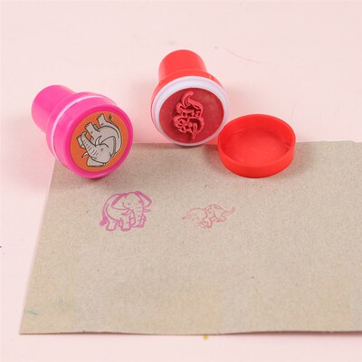 30Pcs Cute Mixed Animal Dinosaur Self-ink Stamps Kids Birthd