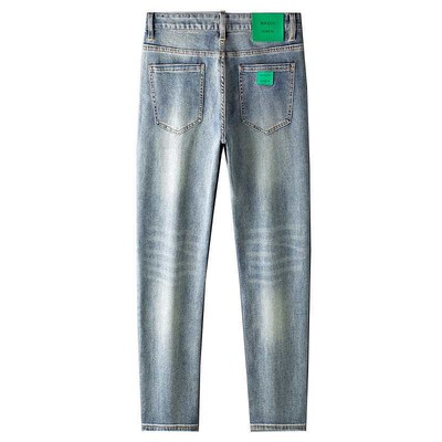 Spring and Summer New Light Blue Jeans Mens Popular Green L