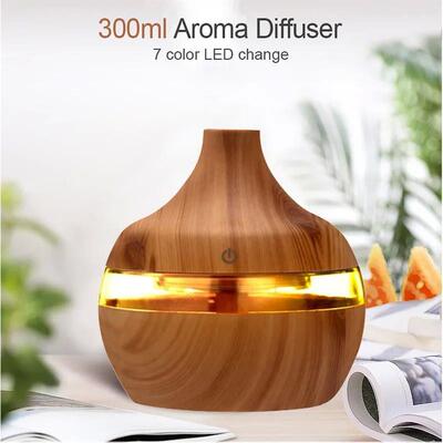 300ML USB design Electric desk Aroma Diffuser Mist Wood Grai