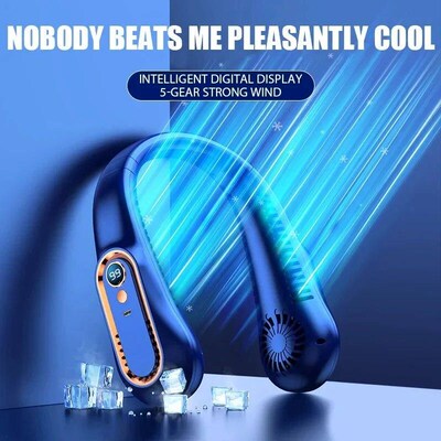 2024 New Portable Mini Hanging Neck Fan Bladeless Neckband F