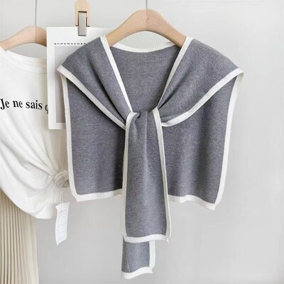 Color Block Knitted Shawl For Women With An Air-conditioned