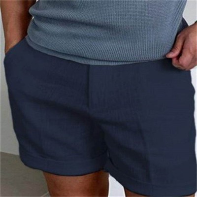 Linen breathable sports shorts夏季男亚麻纯色舒适透气运动短裤