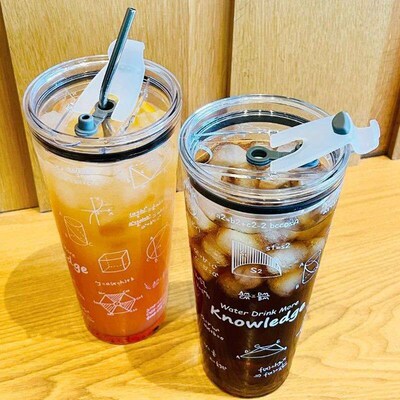 1000ml Large Capacity Mathematical Pattern Clear Glass Cup U