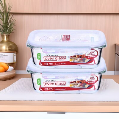 Covered glass food storage container, glass portable meal st