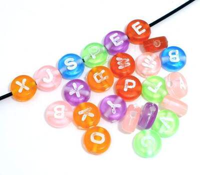 200 mixed transparent beads letter acrylic spacers 7mm