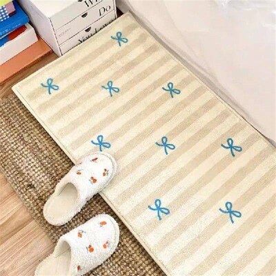 Printing Bow Ties Bedroom Rug Korean Style Long Bedside Mat