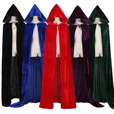 Jubah Beludru Halloween Dewasa Jubah Pertengahan Bertudung K