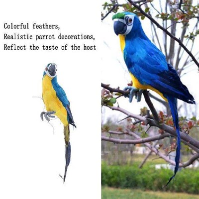 Large 45CM Faux Feather Parrot Toy Light Garden Decor 3
