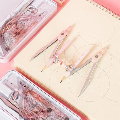 8 In1/Set Compass Ruler Iron Box Binding Mathematical