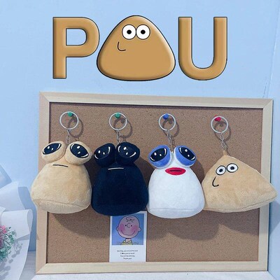 Hot 10cm Game My Pet Alien Pou Plush Keychain Furdiburb Emot