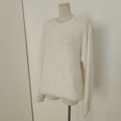 WOTWOY Casual Solid O-Neck Pullovers Women Imitation Mink Lo