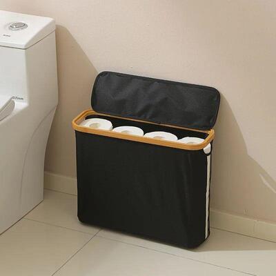 Toilet Paper Storage Basket with Transparent Window and Lid