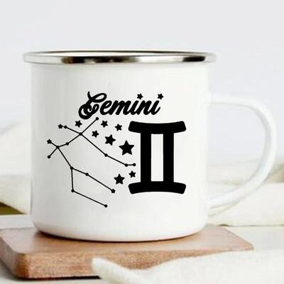 Twelve Constellations Print Enamel Mug Creative Coffee Tea W