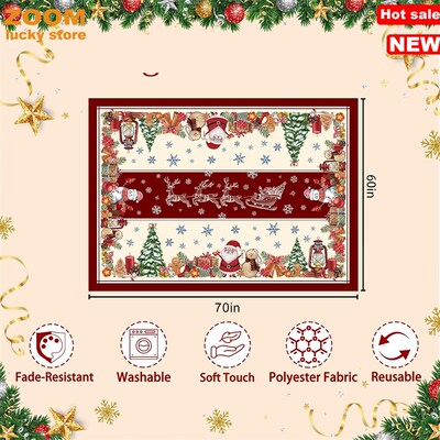 Christmas Tablecloth 60x70Inch,Table Cloth Santa decoration