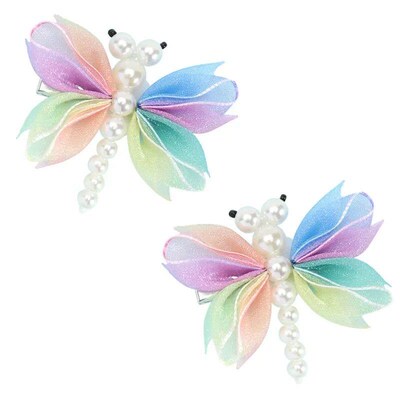 2Pcs Cute Pearl Butterfly Hair Clips For Girls Sweet Kids Ha