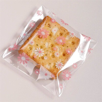100pcs Plastic Packing Bags Flower Self-Adhesive Bags for Bi