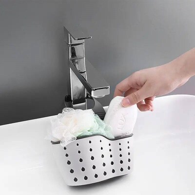 1pc Double Sink Draining Hanging Bag Adjustable Press Faucet