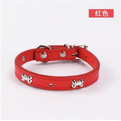 2023 new dog collar with bones stripe leather adjustabl
