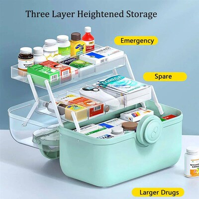 3 Layers Medicine First Aid Kit Super Large Capacity Pill Ca