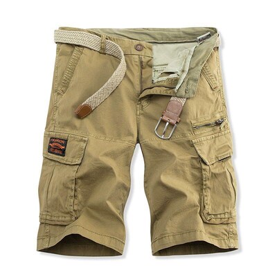 Mens Cargo Shorts 2025 Summer Washed Solid Color MultiPocket