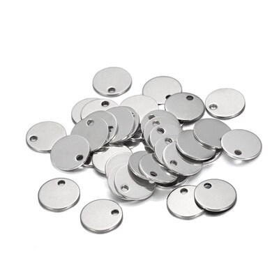 10-50pcs/Lot 6-30mm Stainless Steel Charms Round Stamping Bl