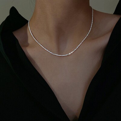 Fashion Silver Colour Sparkling Clavicle Chain Choker Neckla