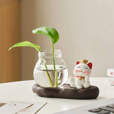 Creative Home Decoration Lucky Cat Plant Pot Desk Accessorie