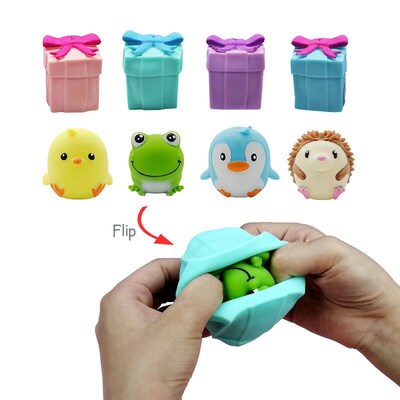 New Fidget Toys Flip Gift Box Cute Pet Pinch Animal Silicone