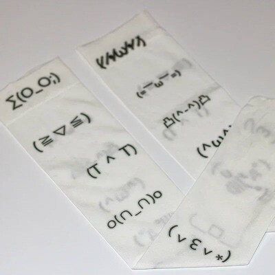 Kawaii Expression White Graffiti Letter Print Long Socks Har