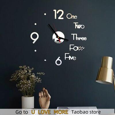 1Set DIY Digital Wall Clock 3D Mirror Surface Sticker Silent