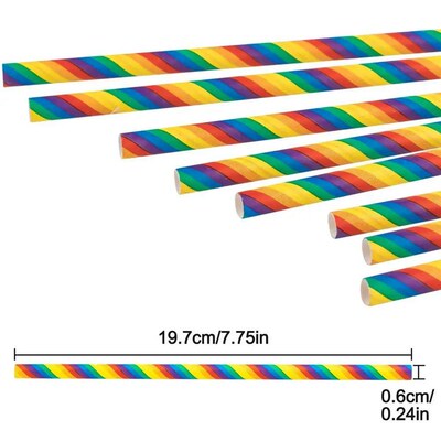 50/100PCS Rainbow Straws Degradable Eco-friendly Disposable