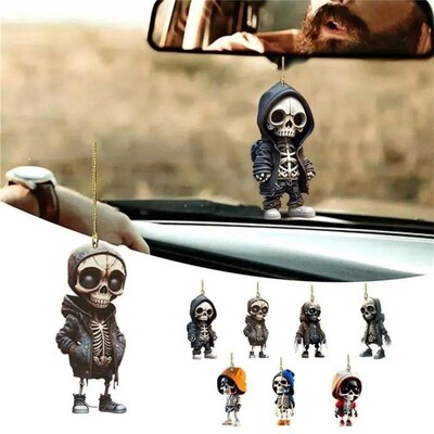 Skeleton Car Mirror Dangle Car Interior Decorations Acrylic