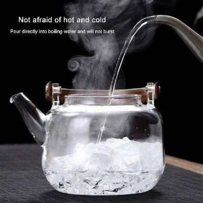 800ML Glass Teapot Double Liner Steaming Boiling Dual