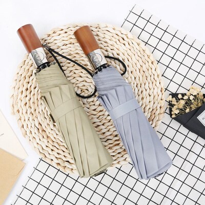 Ten Bone Windproof Umbrella Three-fold Automatic Sunny And R