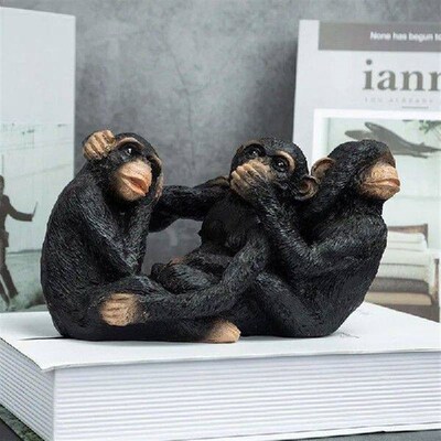 Creative Cute 3-Monkeys Statue Do Not Say Talk See Resin