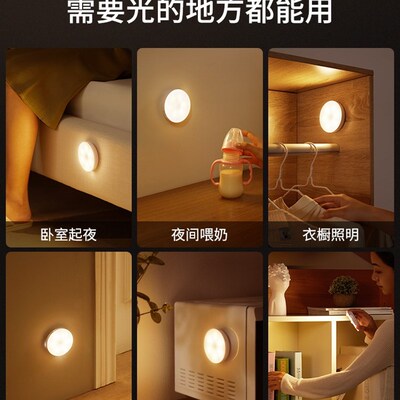 PIR Motion Sensor LED Night Light USB Rechargeable Lamp