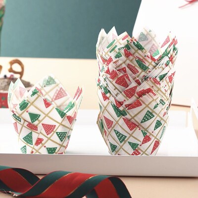50 Christmas cupcake Paper Festive Mood Muffin Cup oiled