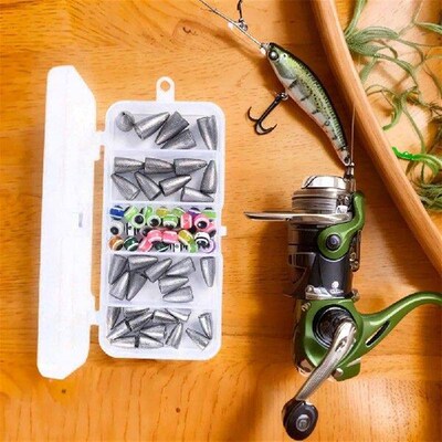 64Pcs/Box Fishing Texas Rig Tackle Fishing Sinker Weights