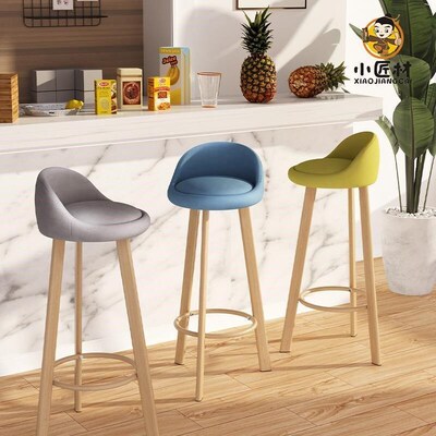 Modern simple bar chair Home backrest bar stool Soft seat Hi