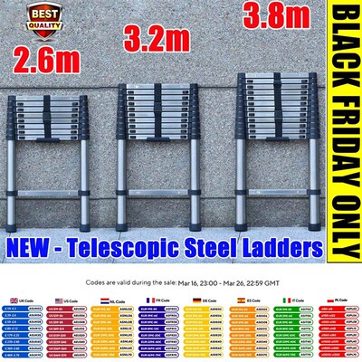 Ladders Extendable Telescopic 2.6M-5M Heavy Duty Multi Purpo
