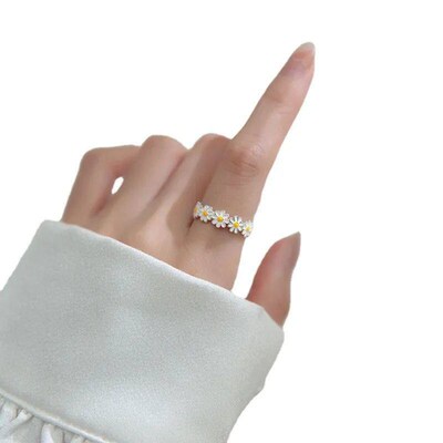 Vintage Daisy Flower Rings For Women Korean Style Adjustable