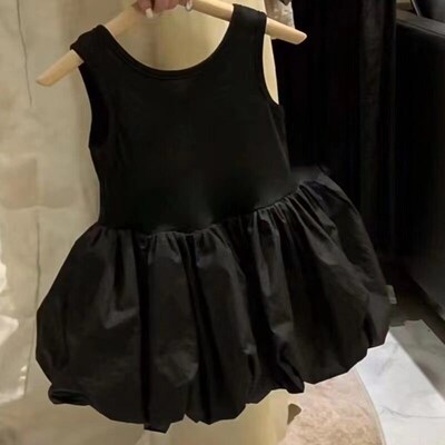 Girls Black Backless Sleeveless Dress Children Baby Girl Flo