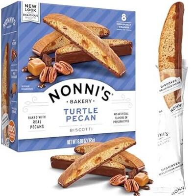Nonnis Turtle Pecan Biscotti Italian Cookies - Caramel P
